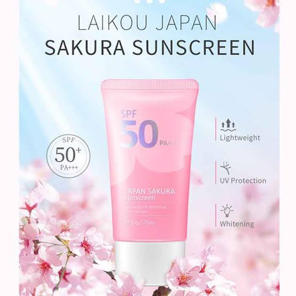 Laikou Japan Sakura Sunscreen SPF50 PA+++ -50gm - Shajshop – Buy 100% ...